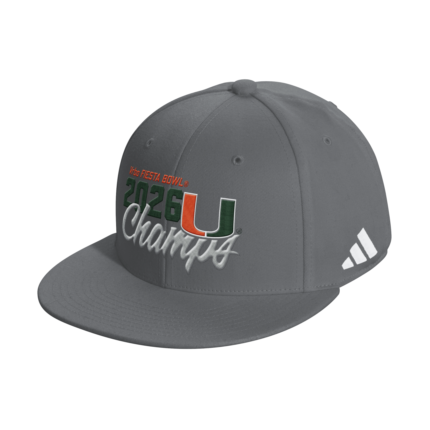 adidas Miami Hurricanes Grey 2025 Vrbo Fiesta Bowl Champions Hat ...