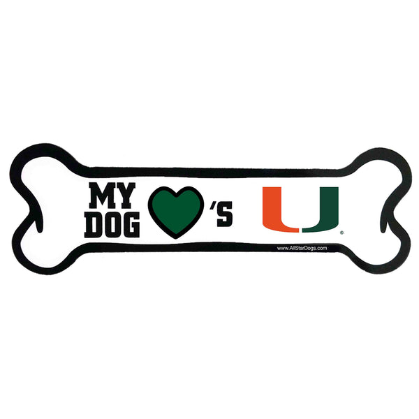 All Star Dogs Miami Hurricanes White Dog Bone Car Magnet - Miami Team Store