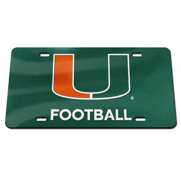 WinCraft Miami Hurricanes Green UFootball Logo License Plate - Miami ...