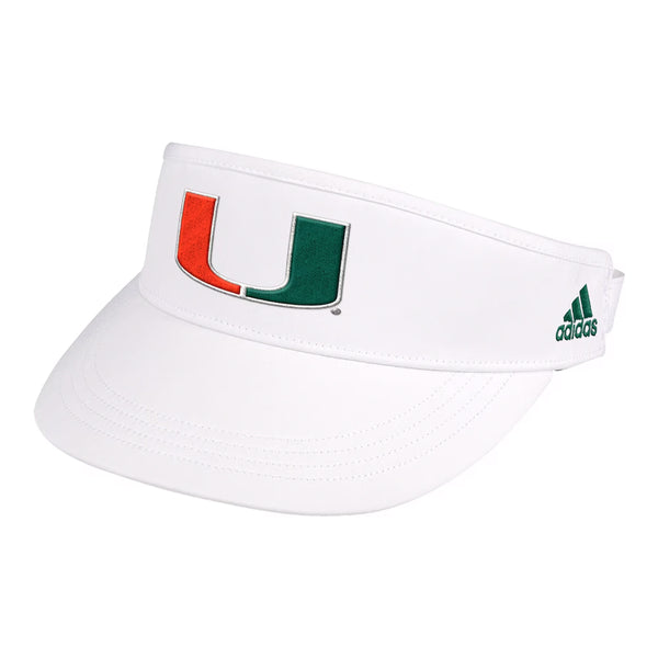 adidas University of Miami Coaches White Adjustable Visor - Miami Team ...