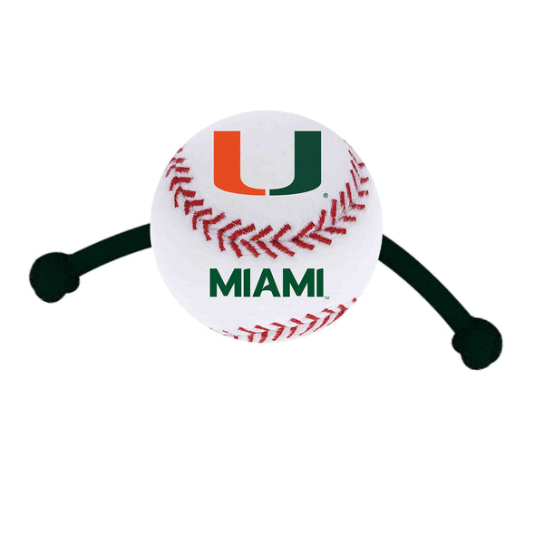 All Star Dogs Miami Hurricanes White Baseball Tug Toy - Miami Team Store