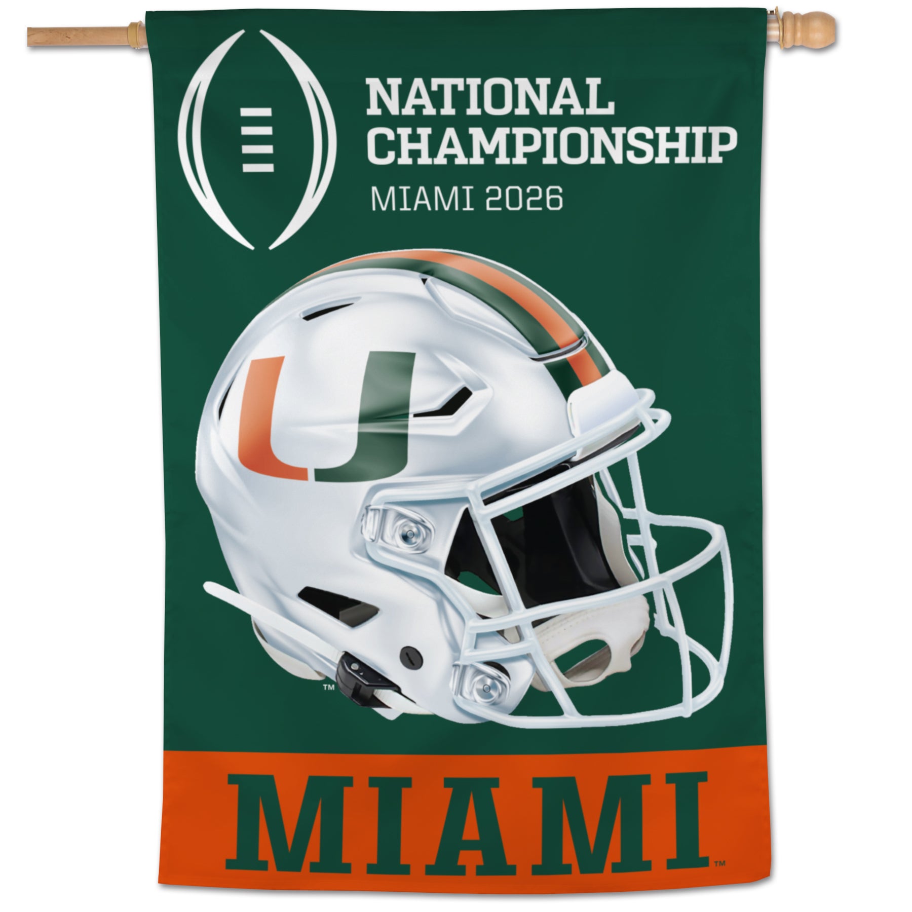WinCraft Miami Hurricanes Green 2026 National Championship Vertical Fl ...