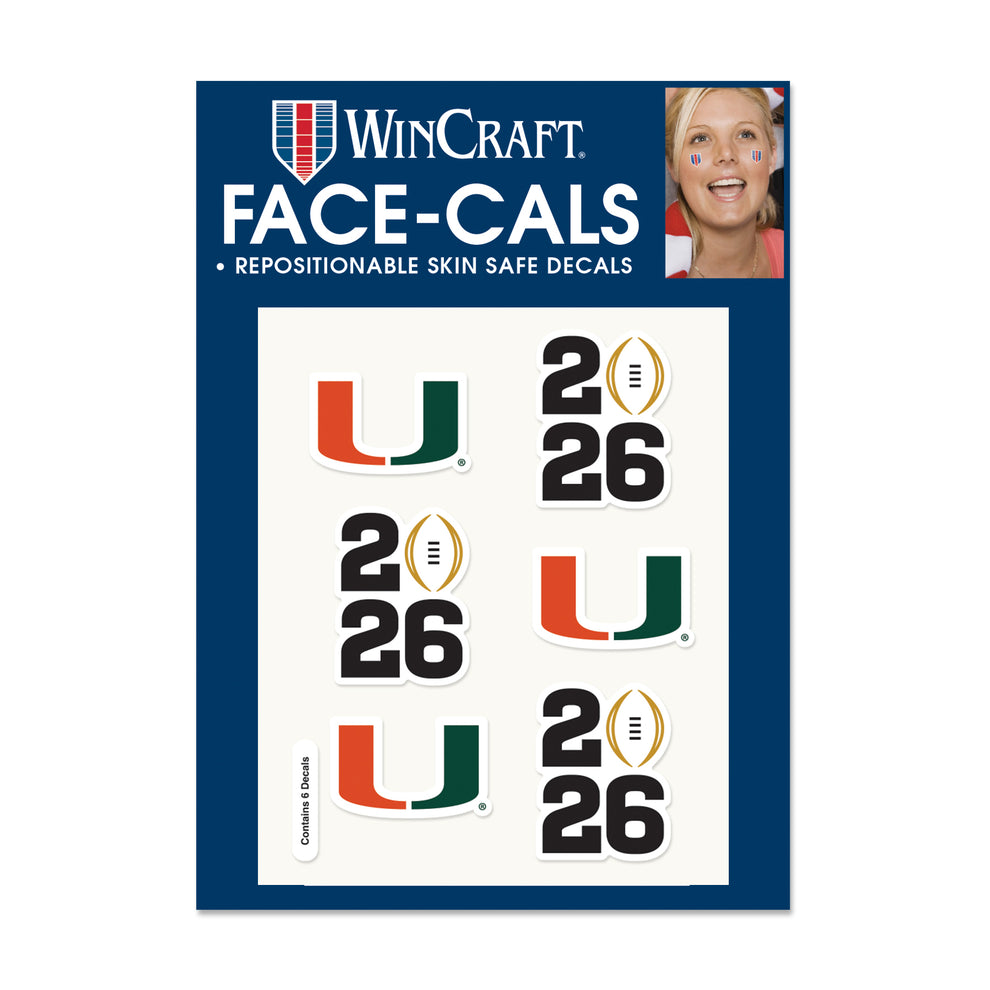 WinCraft Miami Hurricanes 2026 National Championship Face Decals ...